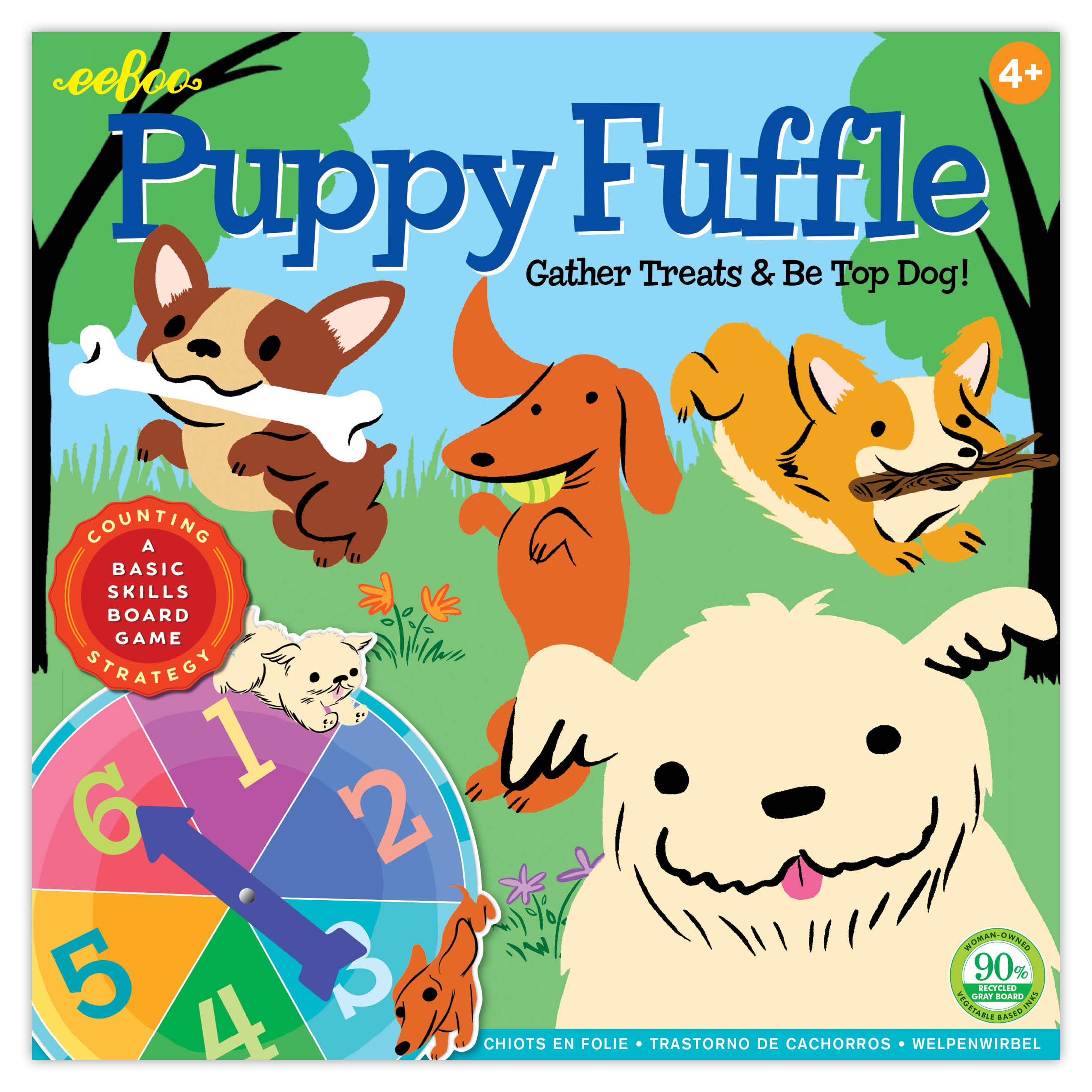 eeBoo: Puppy Fuffle Board Game, Develops Counting, Patience and Problem Solving Skills, A Basic Skills Board Game, Perfect for Ages 4 and up, for 2 to 4 Players