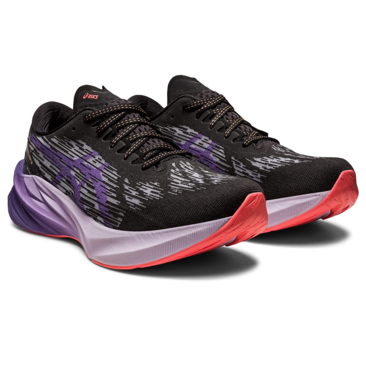 ASICS Women's NOVABLAST 3 Running Shoes, 7, BLACK/DUSTY PURPLE