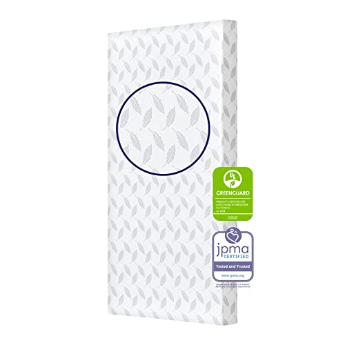Dream On Me Asheville 4ā Firm Fiber Crib and Toddler Mattress, Waterproof Grey Leaf Soft Vinyl Cover, Greenguard Gold & JPMA Certified, 5 Years Manufacture Warranty, Dual-Sided Lightweight Mattress