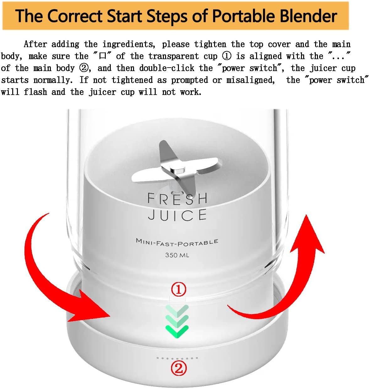 Personal Size Blender, Portable Blender, Battery Powered USB Blender Small Blender, Blender, Hand Blender, Cup Blender