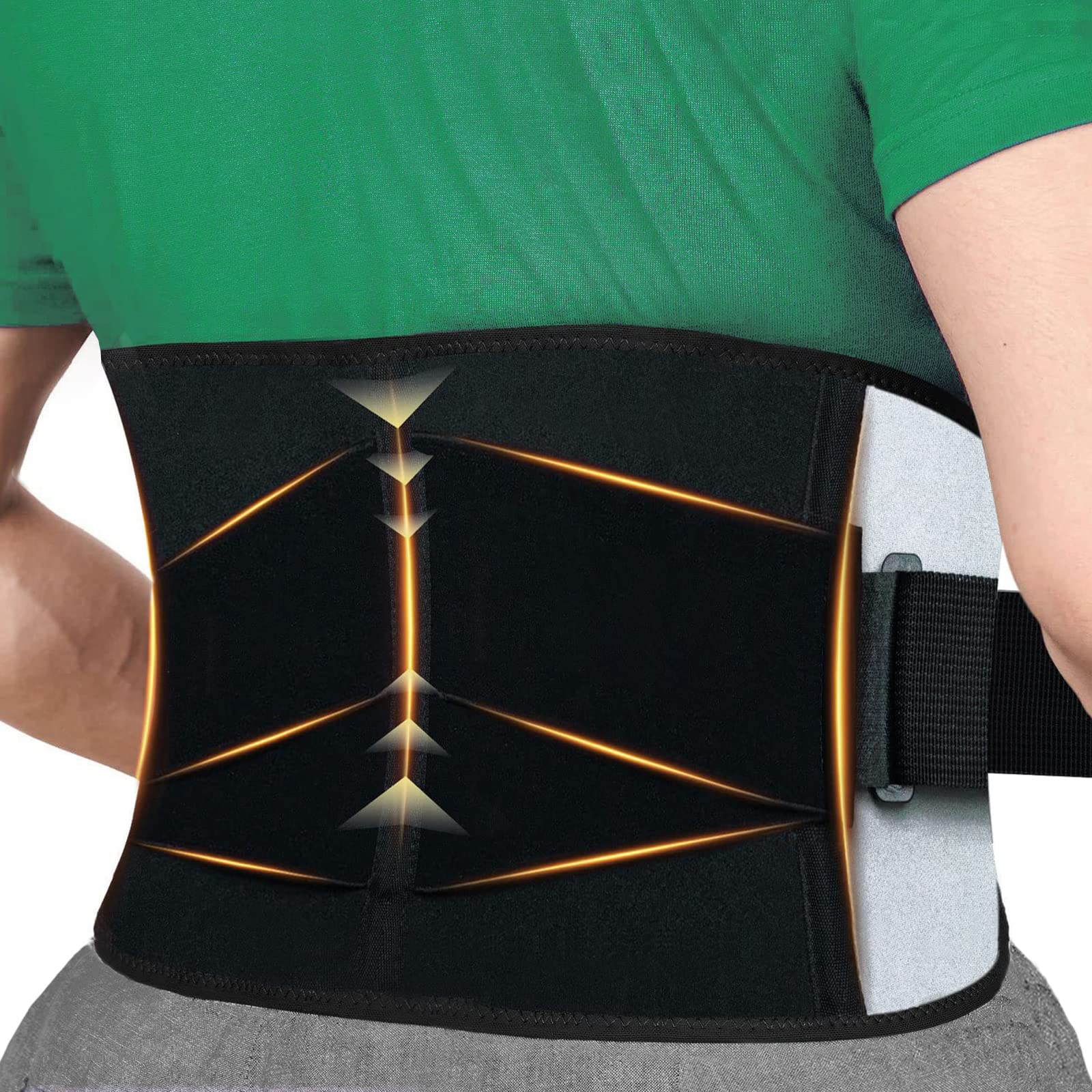 BEIDIKA Back Brace for Men and Women, Large Waist 45" to 55", Adjustable Back Support Belt Relief from Lower Back Pain, Black Lower Back Brace Lumbar Supports