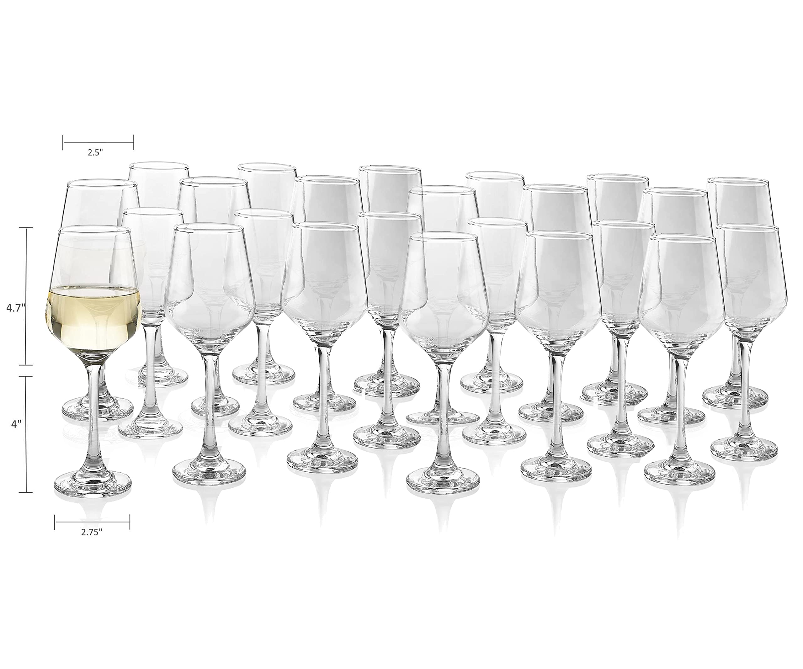 BULK 24 Premium Wine Glasses 14 Ounce - Clear Classic Wine Glass with Stem - Great For White And Red Wine - Elegant Gift For Housewarming Party