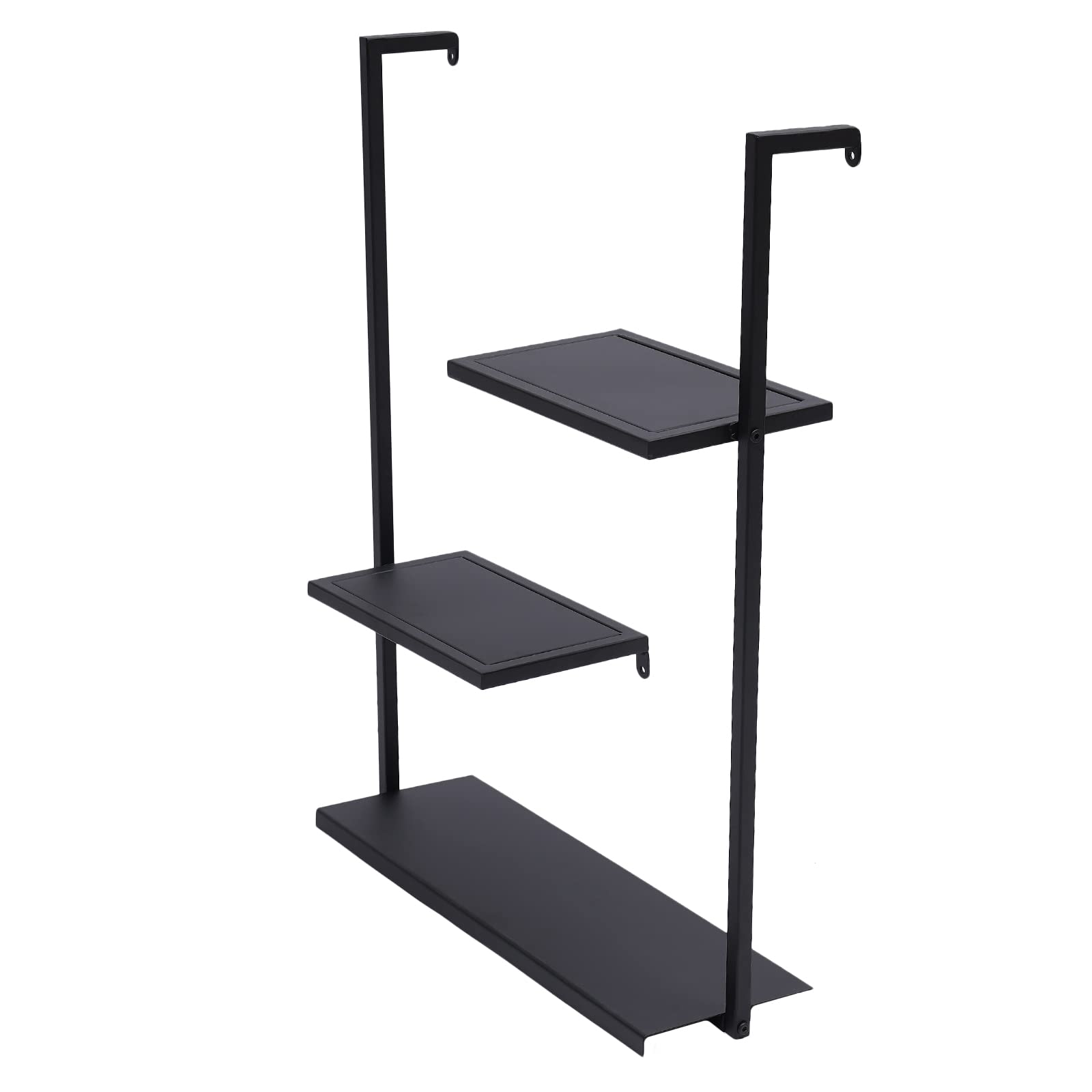ILWorkTLs 3 Tier Floating Shelves,Wall Hanging Storage Rack,Wall Decor Storage Book Shelf,Wall Display Shelf for Bathroom Bedroom Livingroom Kitchen, Black