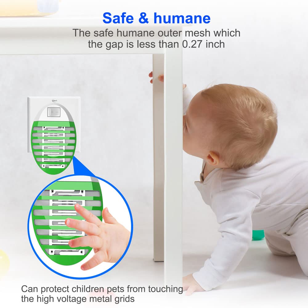 Bug Zapper Indoor(4 Packs) ,Electronic Fly Trap Insect Killer, Mosquitoes Killer Mosquito Zapper with Blue Lights for Living Room, Home, Kitchen, Bedroom, Baby Room, Office