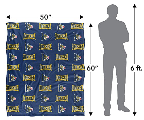 Drexel University Blanket, 50"x60" Logo Pattern, Silky Touch Sherpa Back Super Soft Throw Blanket