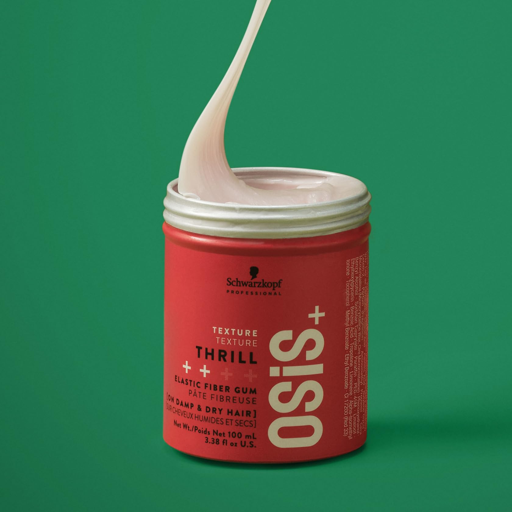OSiS+ Thrill Fibre Gum – Medium Hold Flexible Style Control, 3.38 Oz – Bendable and Moldable Texturizing – Mega-Fibers and Natural Carnauba Wax for Long-Lasting Separation and Shine