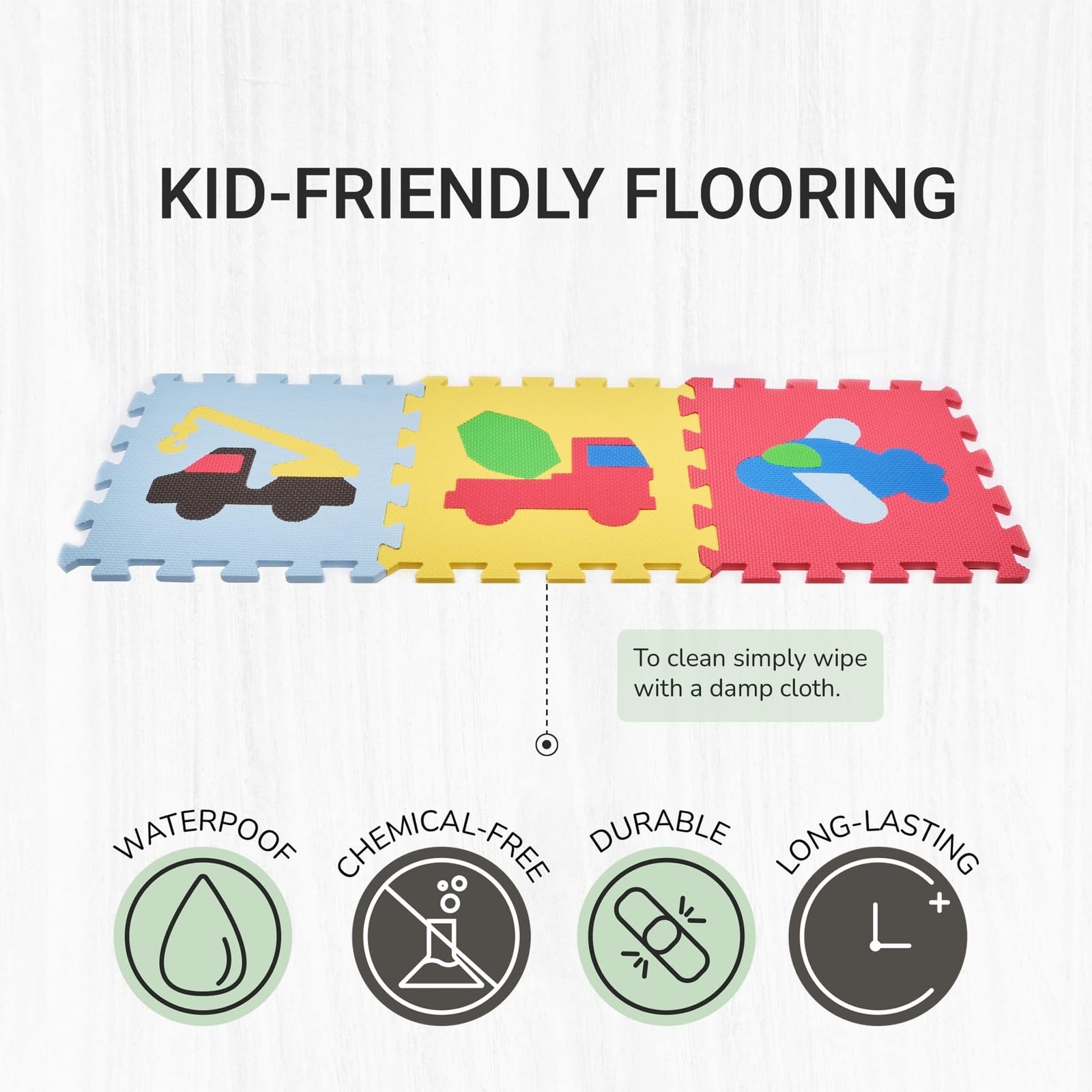 Tadpoles 16 Tiles Transportation Playmat for Kids | Interlocking Tiles with 16 Border Pieces | Soft EVA Foam | Safe & Durable | Total Floor Coverage 50β x 50β | Ages 3 & Up | Multicolor