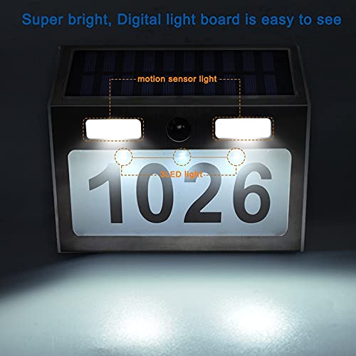 JCYANG Solar House Number Plaque Light with 200LM Motion Sensor LED Lights Address Number for Home Garden Door Solar Lamp Lighting Led House Numbers