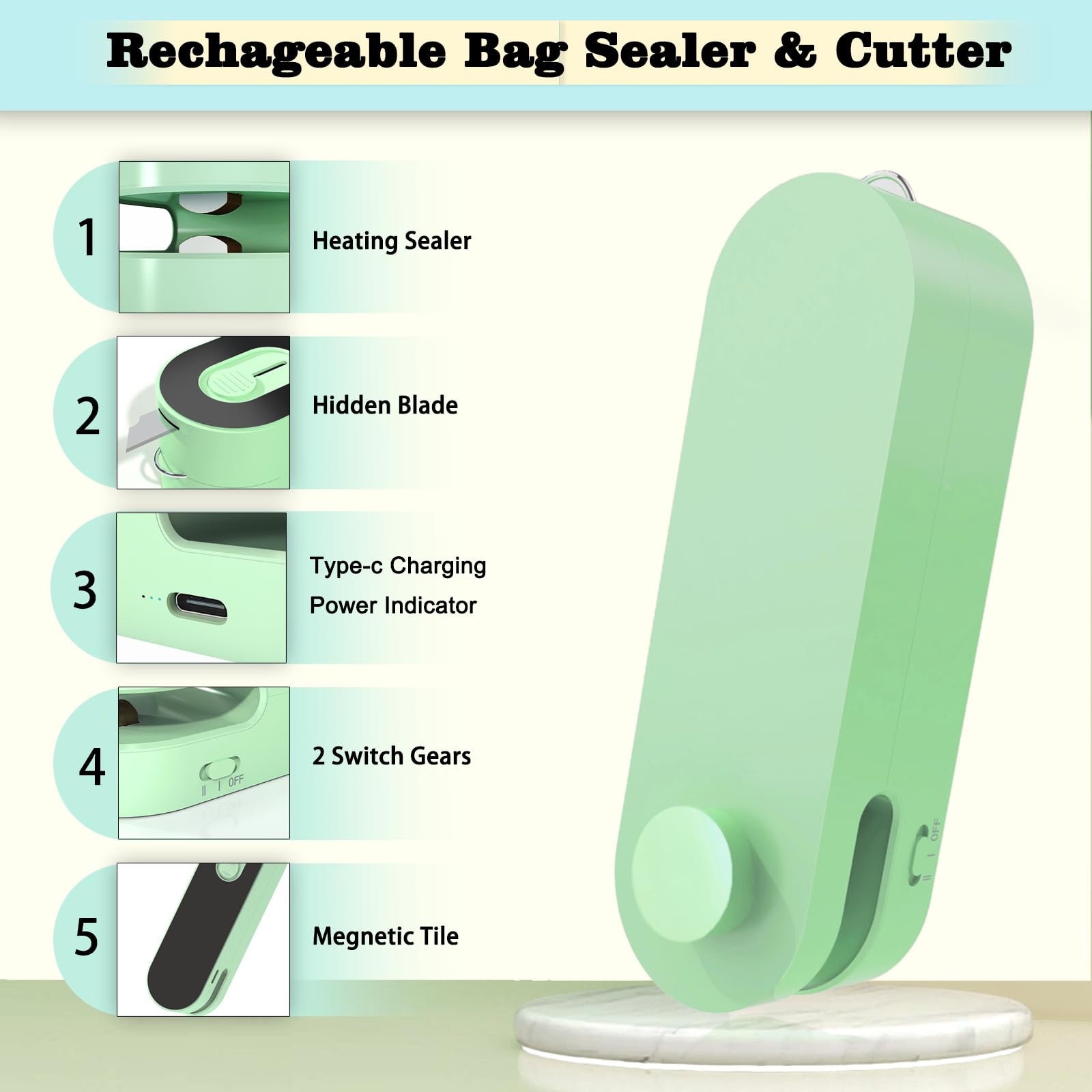 ππππ‘ππ«π ππππ₯π Mini Bag Sealer, 2 in 1 Heat Sealer and Cutter for Snack Chip Plastic Bags, for Food Storage and Freshness