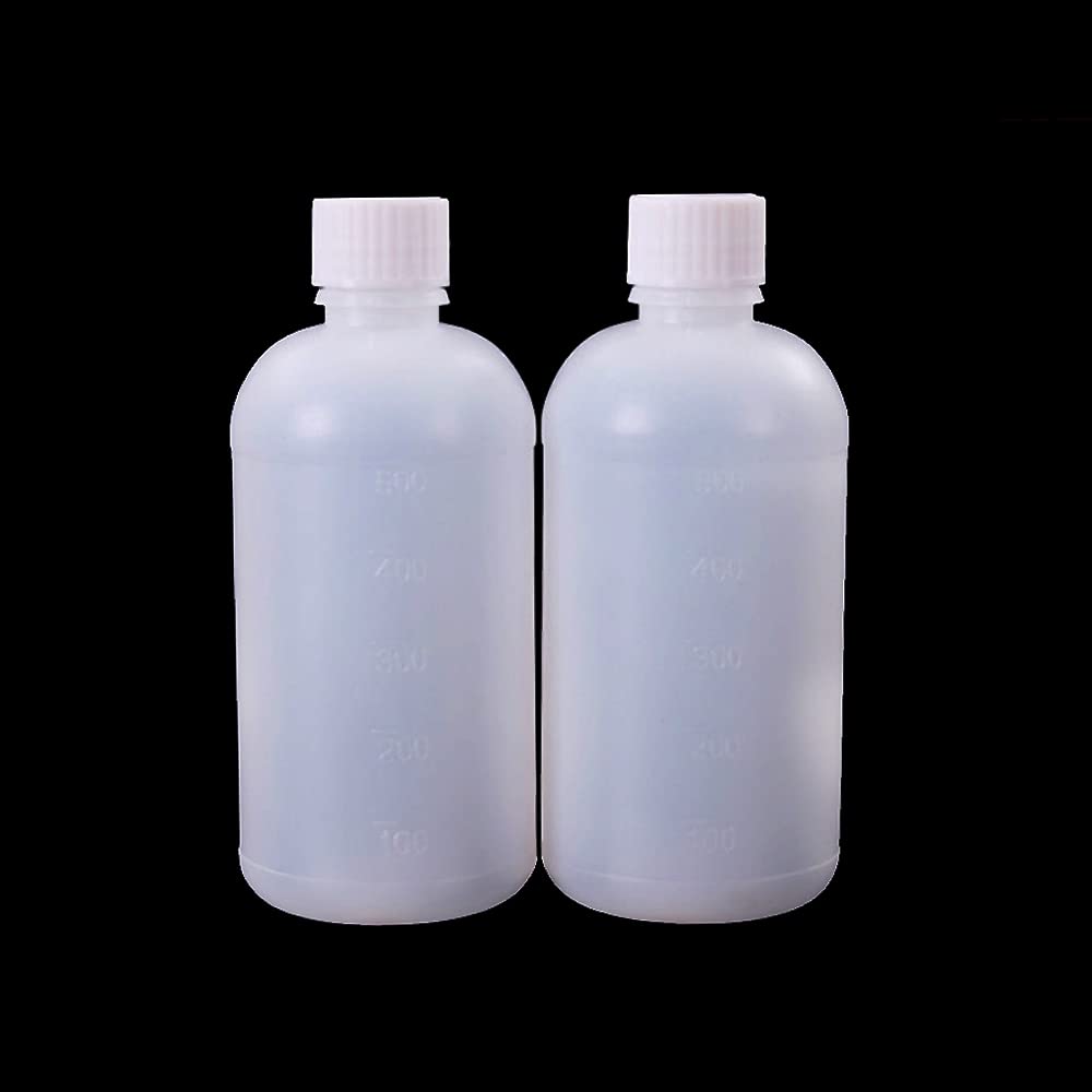 GDGY PE Plastic Empty Small Mouth Graduated Lab Chemical Container Reagent Bottle Sample Sealing Liquid Medicine Bottle (4Pcs*500ML)