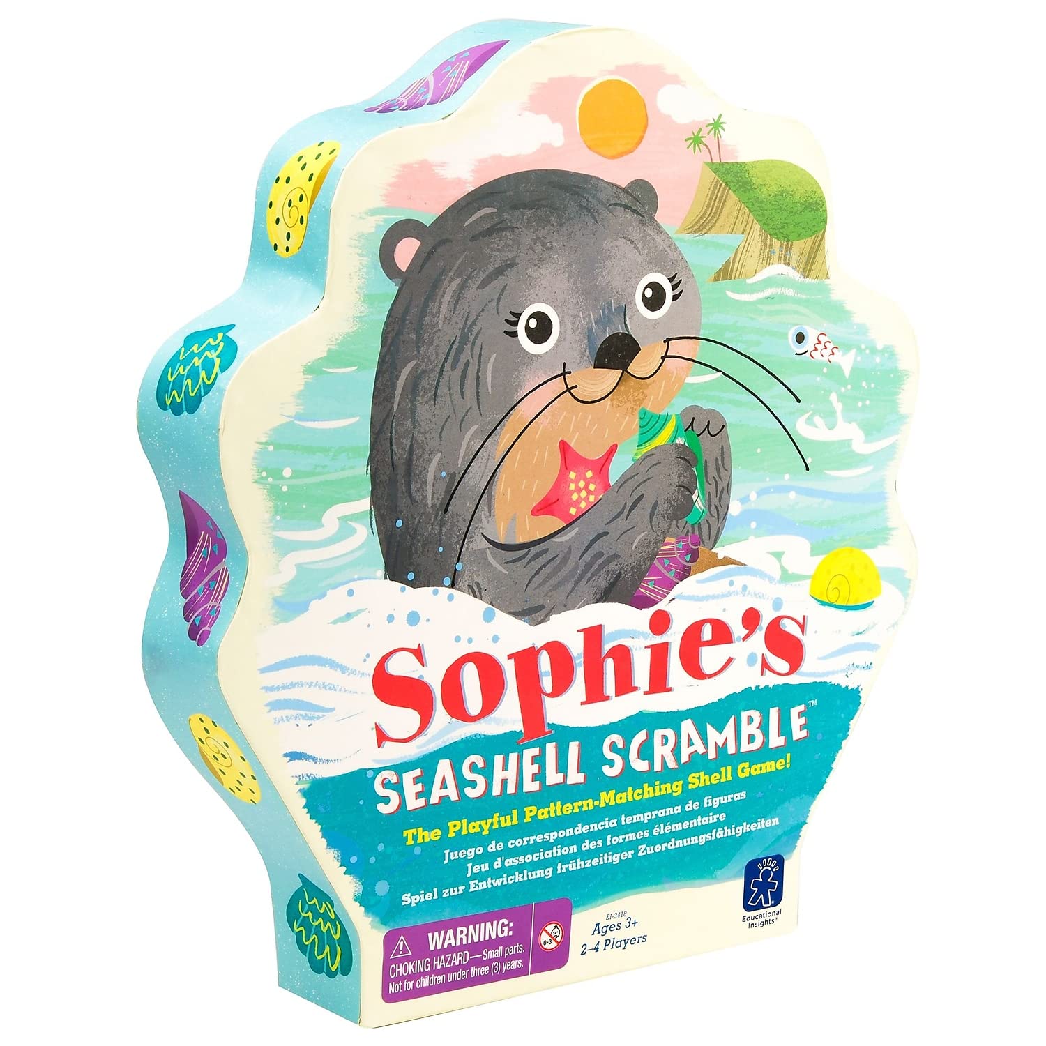 Educational Insights Sophie's Seashell Scramble Game for Preschoolers & Toddlers, Patterns & Matching Game, Fine Motor Skills, Ages 3+