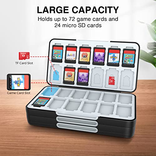 HEIYING Switch Game Card Case for Nintendo Switch / OLED / Lite,Customized Pattern Portable Travel Carry Case with 72 Game Card Slots and 24 Micro SD Cards Slots