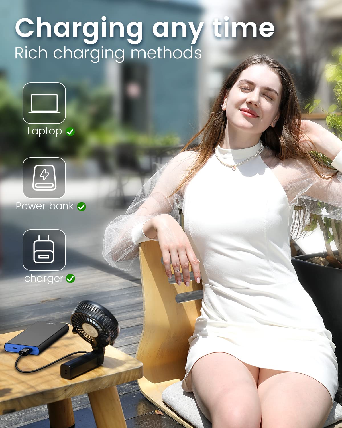 EasyAcc Mini Handheld Fan, Portable Fan Small USB Desk Fan Personal Hand Fan 3 Speed 10H Working Hours Rechargeable Battery Cooling Folding Fan for Travel Outdoor Office Household