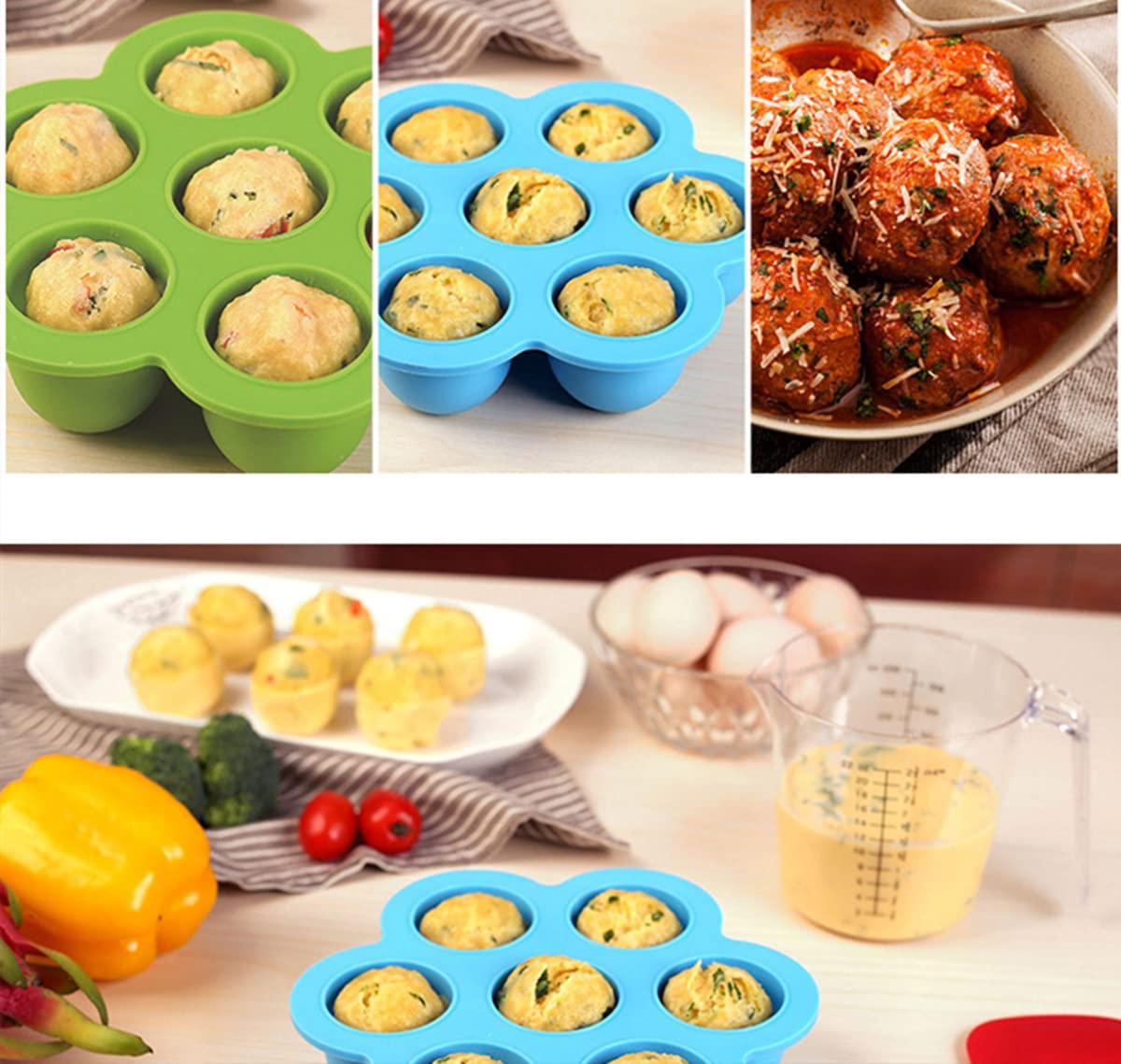 Silicone Egg Bites Molds for Instant Pot Accessories for 5,6,8 Qt Pressure Cooker, Food Storage Containers Silicone Egg Steamer Frozen Lid Refrigerator Ice Tray