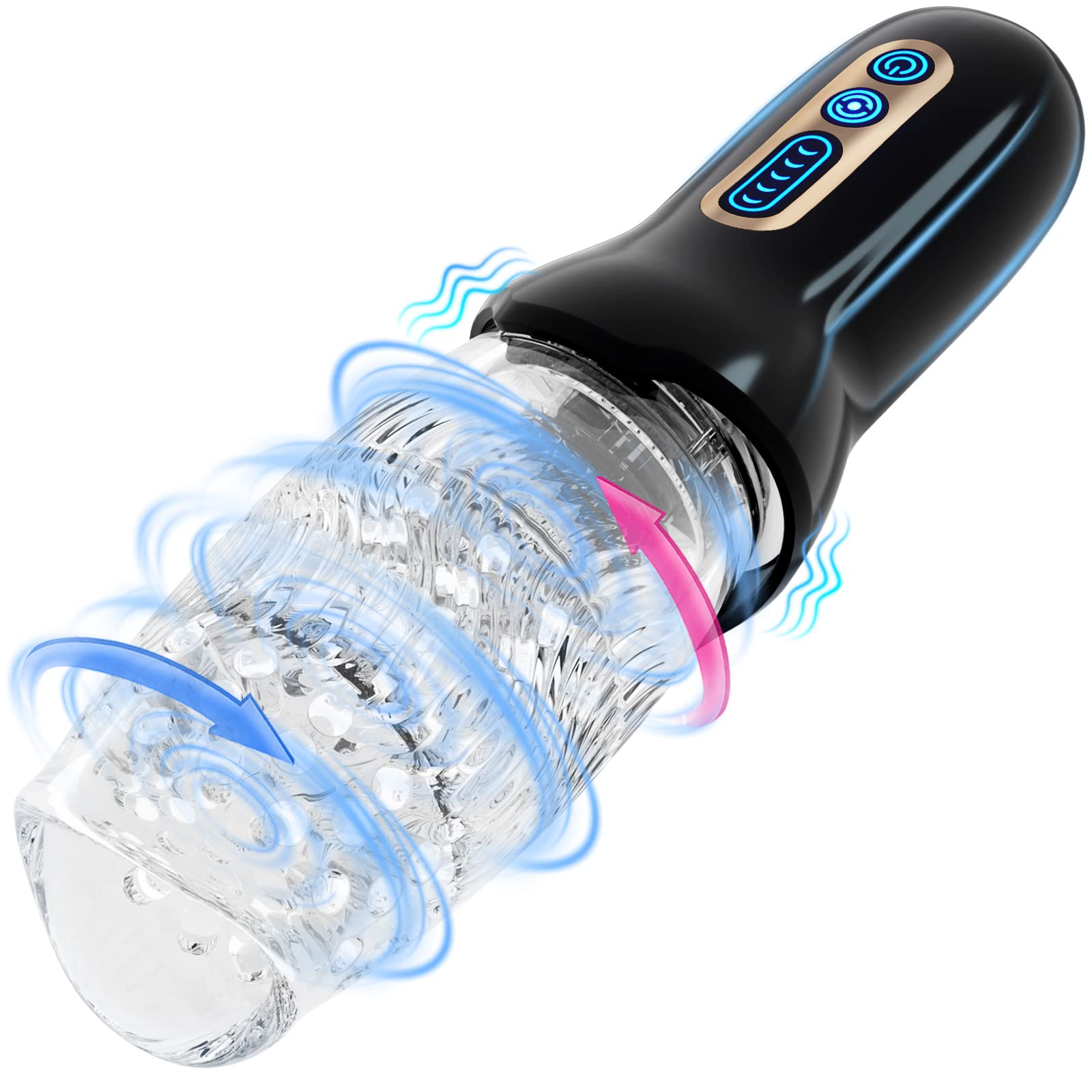 Automatic Blowjob Sex Machine Male Masturbator, YUKZEN Rotating Vibrating Hands Free Sex Toy Stroker Penis Vibrator, Masturbators Pocket Pussy for Pleasure Realistic