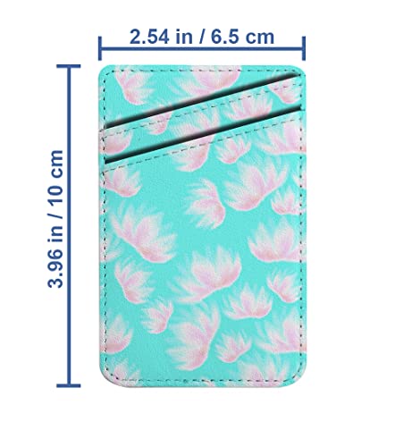 Diascia Pack of 2 - Cellphone Stick on Leather Cardholder ( Pink Watercolor Flowers On Pattern Pattern ) ID Credit Card Pouch Wallet Pocket Sleeve