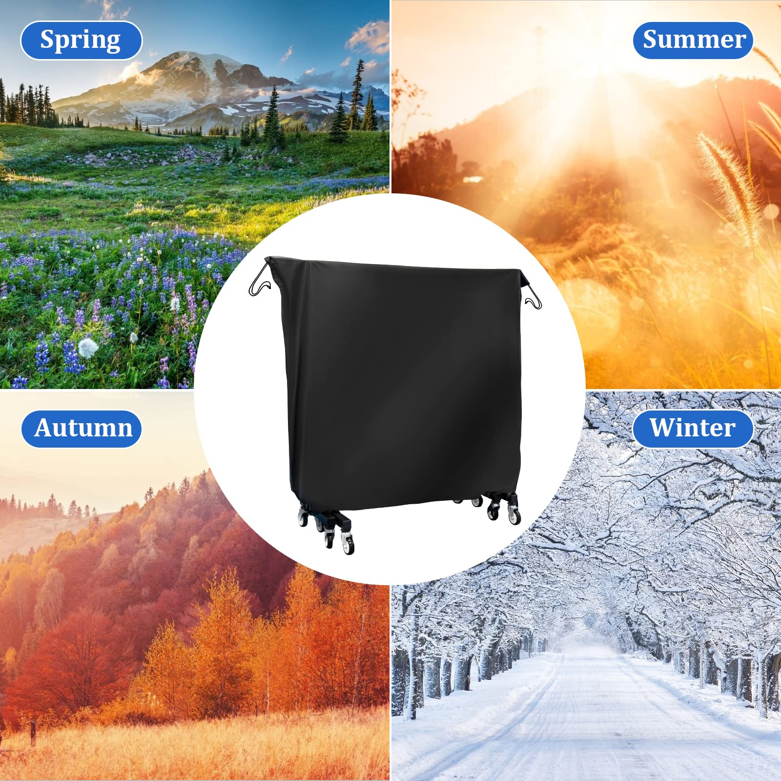 BEILLER Ping Pong Table Cover, Outdoor & Indoor Premium Waterproof Table Tennis Dust Cover Dual Function Fits for Folding Tables & Flat Tables, Expand Size 11.5Γ7.87ft Fits 9x5ft Tables, Black