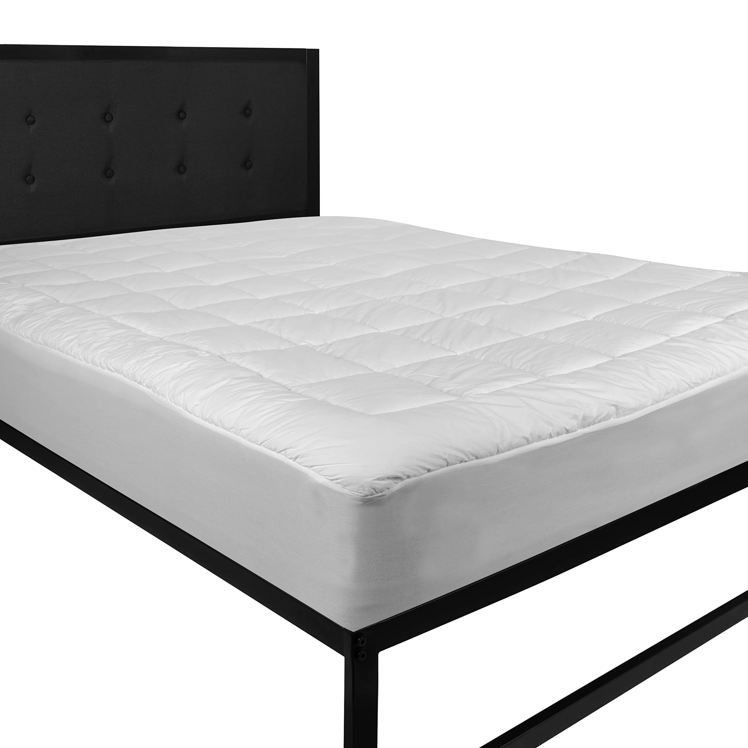 EMMA + OLIVER Twin Size Fitted Mattress Pad - 8"-21" Deep Pocket Fitted Quilted Topper - Breathable Cotton Top