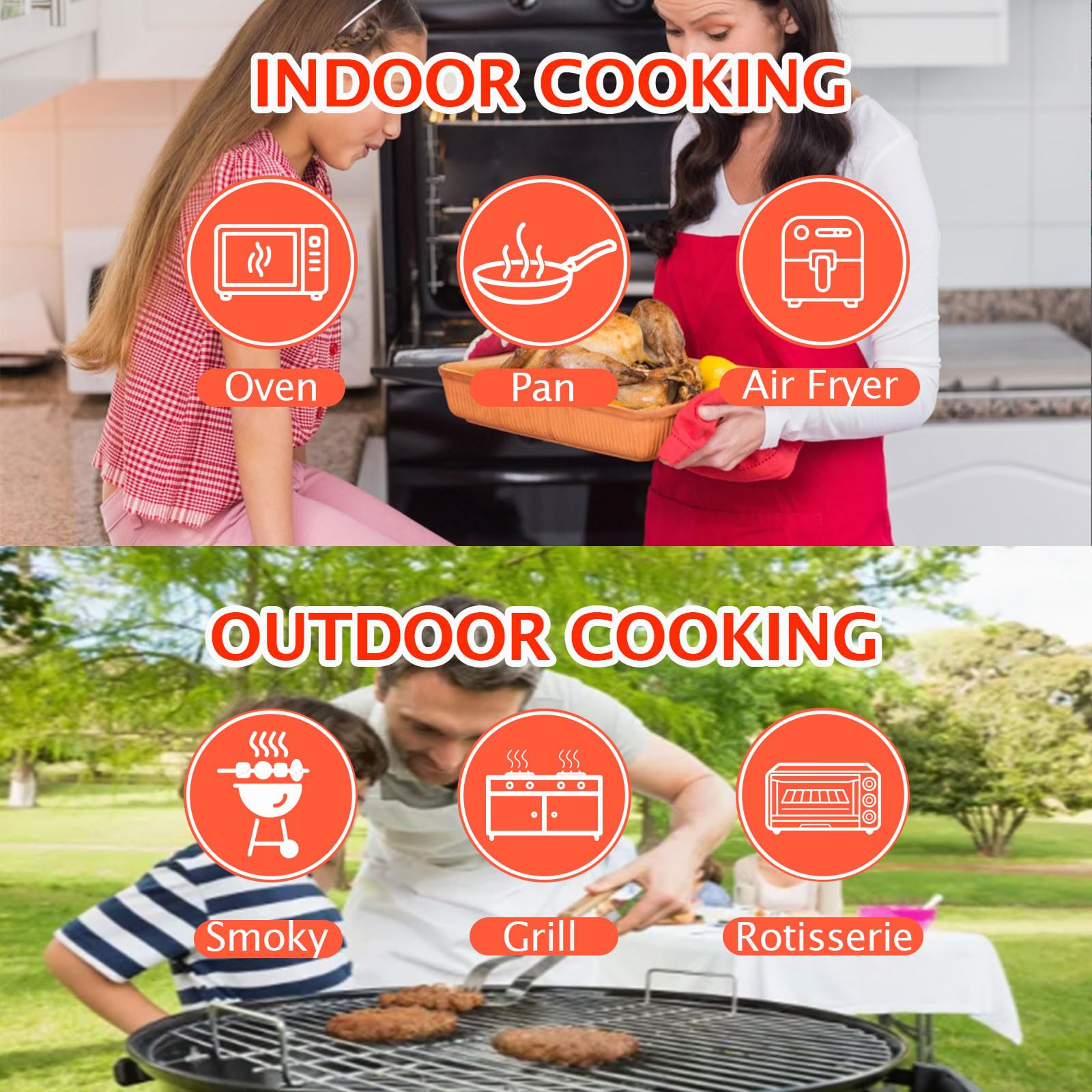 BHY Wireless Meat Thermometer - Smart Digital Cooking Thermometer with 500Ft Remote Range Wireless Probe, Food Thermometer for BBQ Oven Grill, with iOS & Android App, LCD Ddisplay