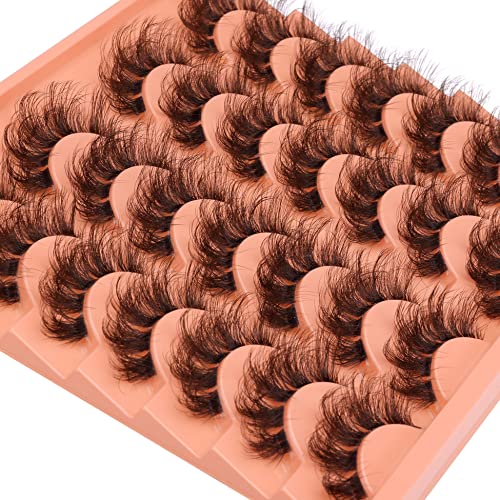 Alice Brown Lashes False Eyelashes Wispy Lashes DIY Lash Clusters Mink Fluffy Volume Russian Strip Lashes Eyelash Extensions Eye Lashes Pack Fake Lashes 14 Pairs by ALICE, 28.0 Count