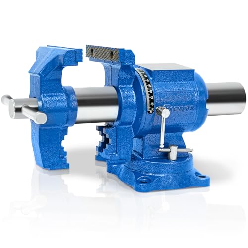 COGNATIVE 360° Multi-Purpose Bench Vise, Ductile Iron, Heavy Duty with Anvil, Clamp force 4000KG, Blue, 5-Inch