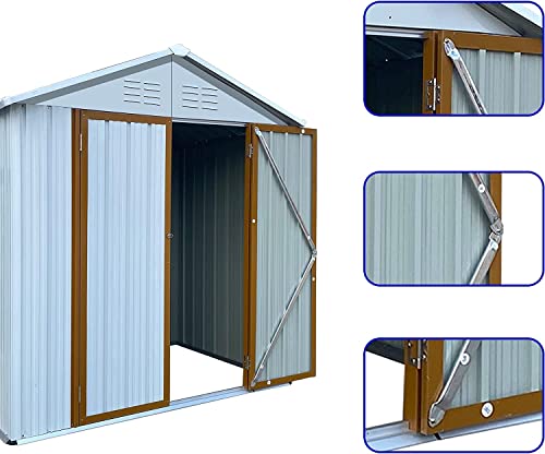 EMKK 4FTx6FT Storage Sheds Outdoor, Utility Steel Tool Sheds for Garden Backyard Lawn, Large Patio House Building with Lockable Door