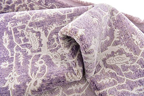 Unique Loom Traditional Classic Intricate Design Distressed Vintage Detail, Area Rug, 4 ft x 6 ft, Purple/Ivory