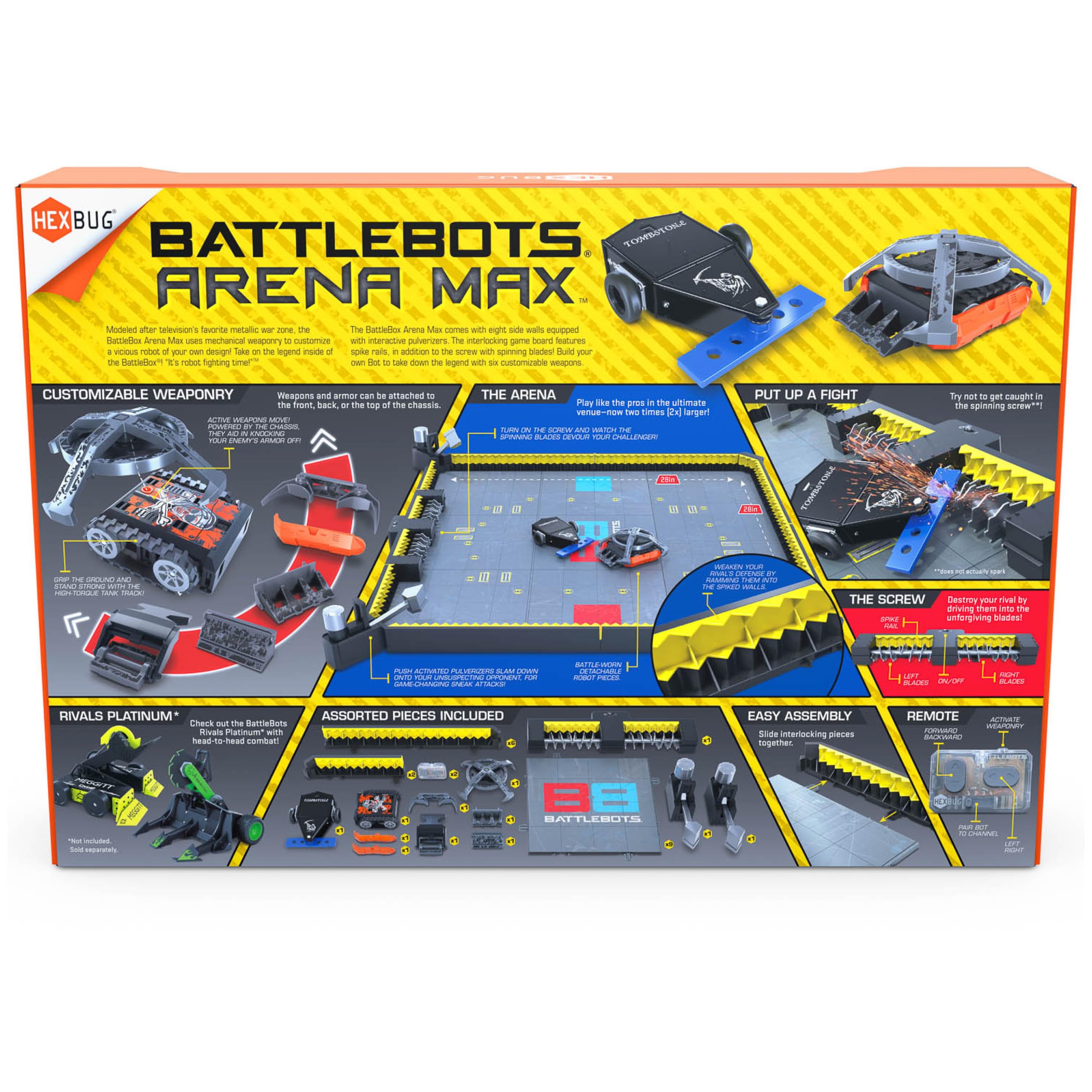 HEXBUG BattleBots Arena MAX, Multiplayer Robot Board Game for Kids, Remote Control Toy, Batteries Included, for Boys and Girls Ages 8 and Up
