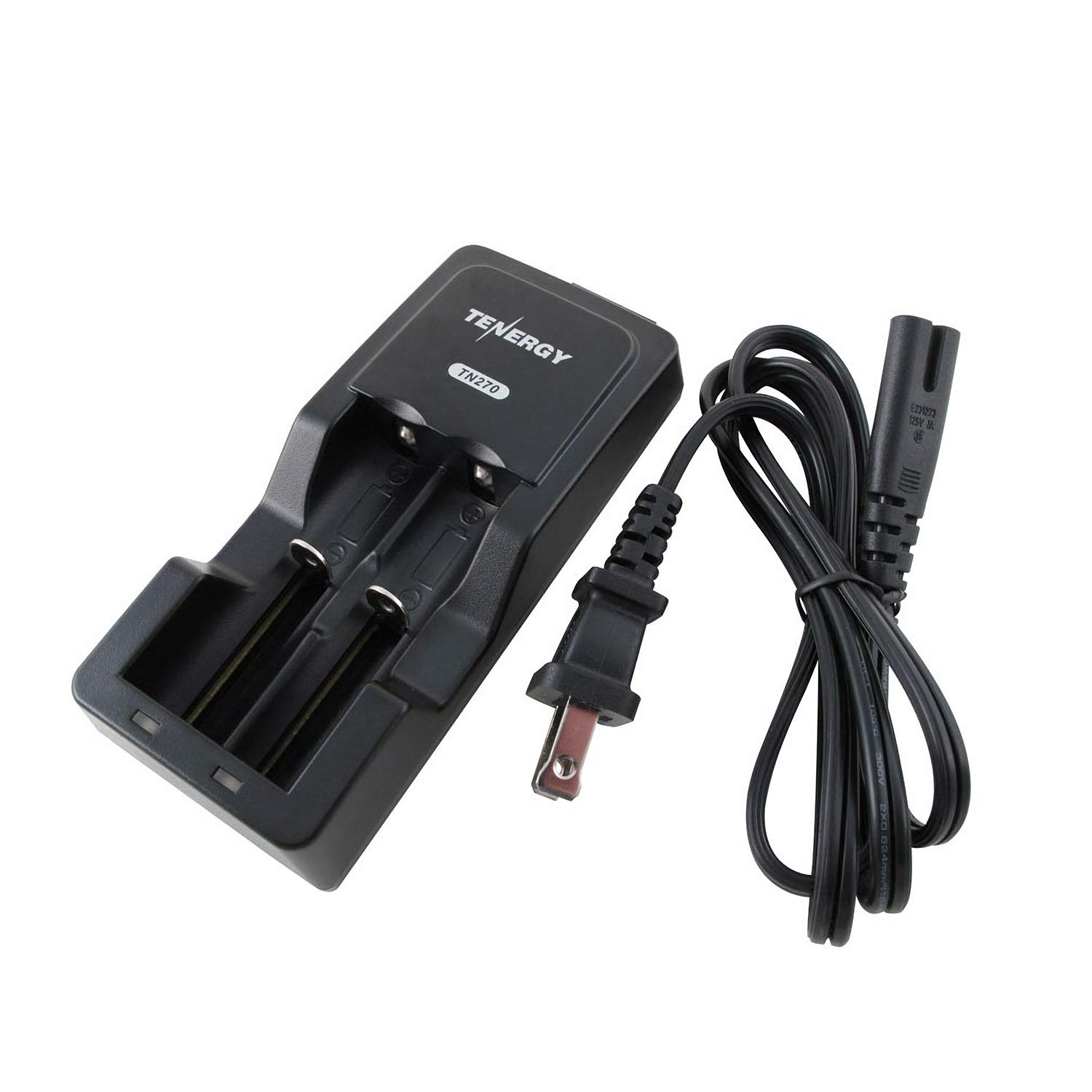 Tenergy TN270 Li-ion Battery Charger for 18650/18500/14500 Rechargeable Batteries, 2 Bays Fast Smart Charger for Flashlights/Digital Cameras Batteries