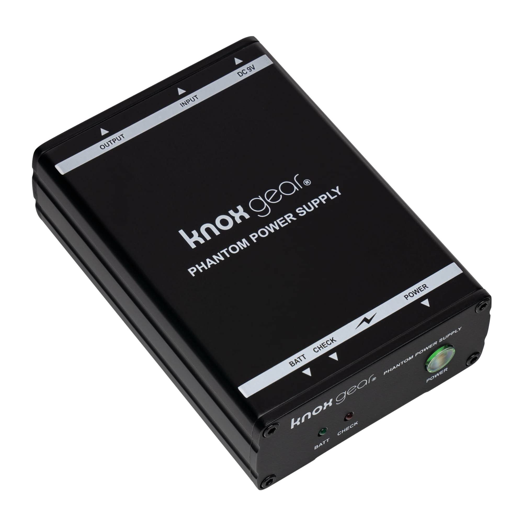 Knox Phantom Power Supply for Condenser Microphones – Portable For Studio Recording or Live Stage Performances - LED Indicators, 48V Power – Uses Battery or AC Adapter