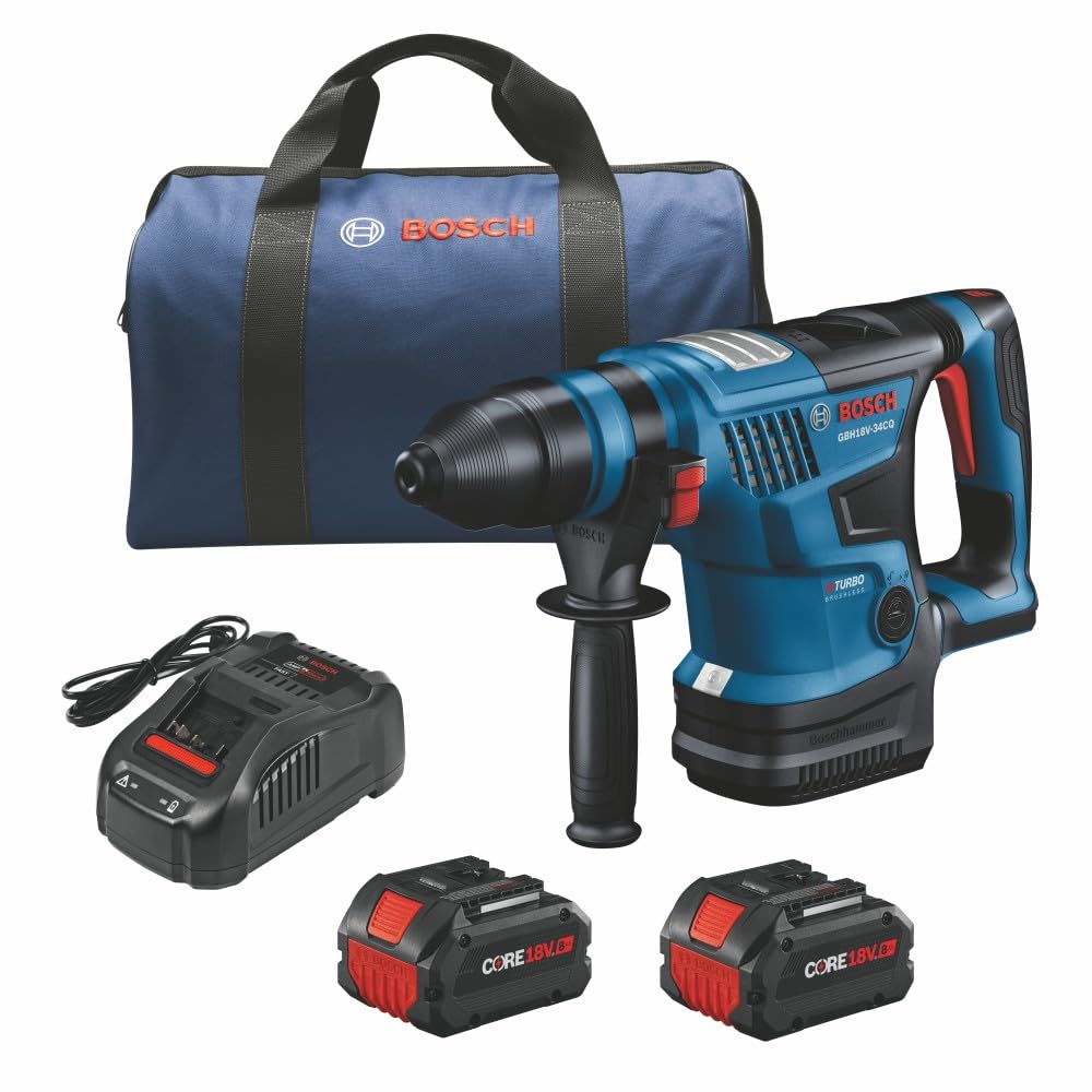 BOSCH GBH18V-34CQB24 PROFACTOR⢠18V Connected-Ready SDS-plus® Bulldog⢠1-1/4 In. Rotary Hammer with (2) CORE18V® 8 Ah High Power Batteries