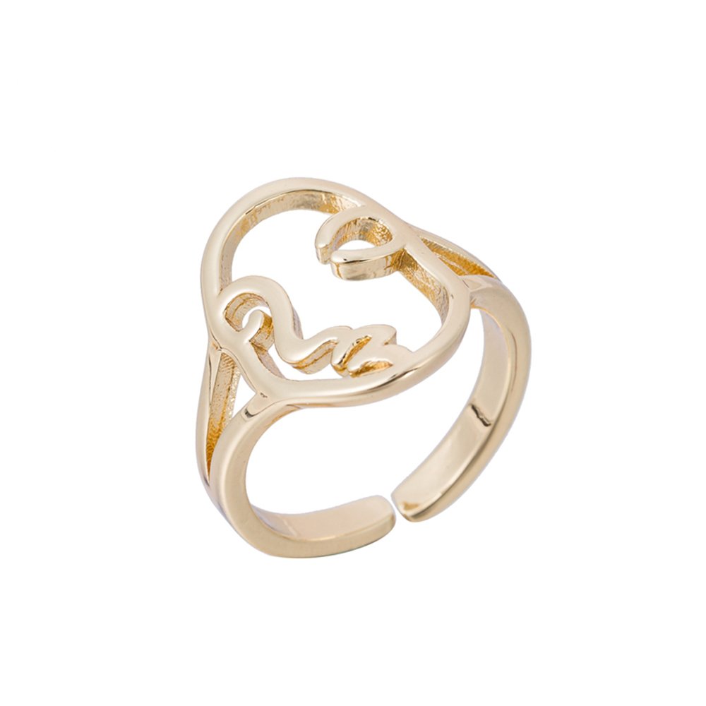 AOCHEE Human Face Rings Statement Ring Open Adjustable for Women Vintage Accessories (Gold)
