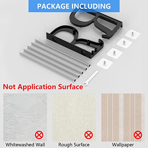 DEYILIAN Wall Mounted Shoes Rack 4 Pack, Hanging Shoe Organizer, Door Hanging Shoe Rack with Sticky Mounts, Wall Shoe Holder for Camper RV Shoe Storage with Hooks No Drilling Black