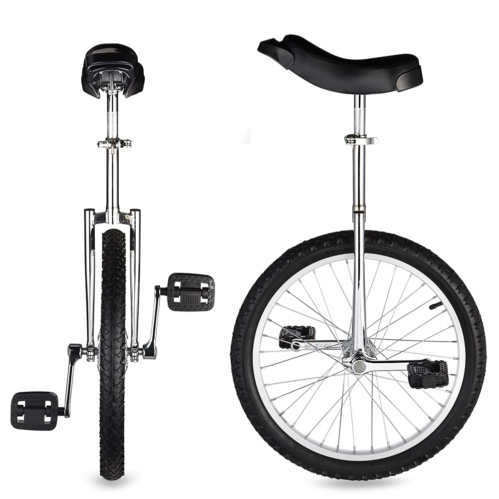 Astonishing Chrome 20 Inch In Mountain Bike Wheel 20" Frame Unicycle Cycling Bike With Comfortable Release Saddle Seat