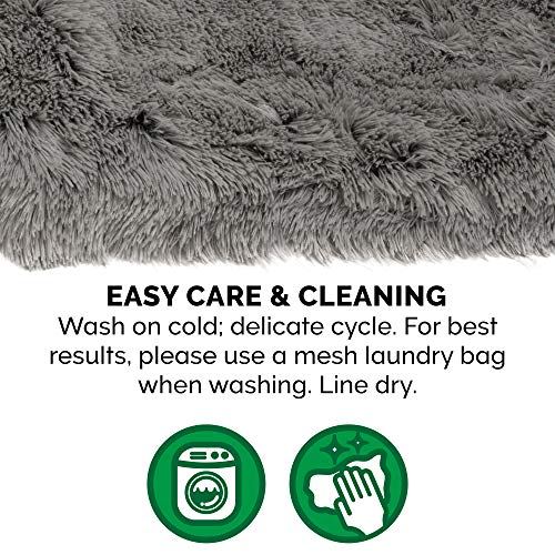 Furhaven Self-Warming Cat Bed for Indoor Cats, 4-Beds-in-1 & Washable - Plush Long Faux Fur Convertible Cuddler - Gray, Small