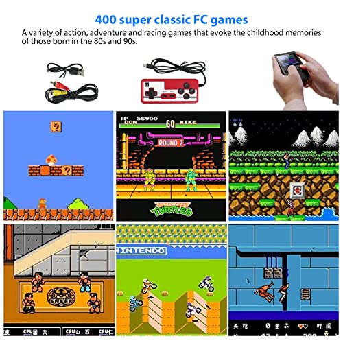 Retro Game Player Handheld Game Console 400 Classic Childhood FC Games The 3-Inch Color Screen Supports Connecting to a TV and Dual-Use Handle Games by GRABOTE