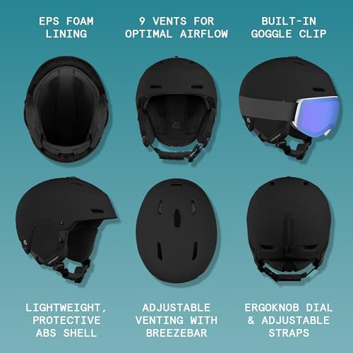 Retrospec Zephyr Ski Helmet - Snowboard Helmet for Adults & Youth- Adjustable Fit Snow Helmet with Protective Shell, and Breathable Vents for Men, Women, Boys and Girls