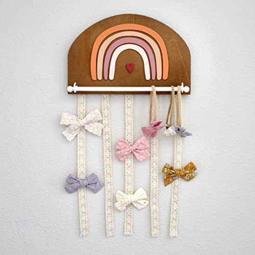 Rainbow Hair Bow Holder for Girls Hair Bows | Hair Bow Organizer for Girls Hair Bows | Hair Accessories Organizer | Boho Rainbow Nursery Decor | Baby Headband Organizer (Boho)