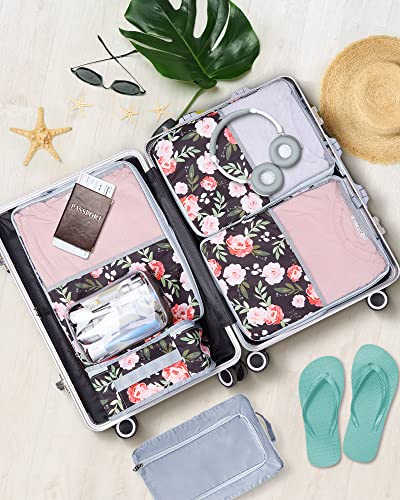 Compression Packing Cubes, 6pcs Packing Cubes for Travel Organizer Bags for Luggage Packing Cubes for Suitcases Travel Cubes for Packing with Shoe Bag and Toiletry Bag