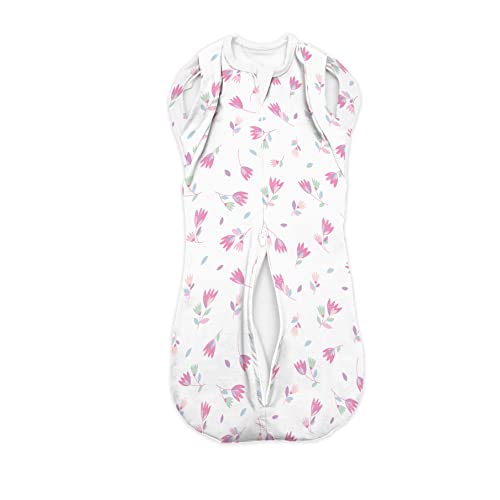 SwaddleMe Arms Free Convertible Pod β Size Large, 3-6 Months, 2-Pack (Tumbling Tulips) Zip-up Baby Swaddle Helps Transition to Arms Out Sleep for Safe Rolling and Self-Soothing