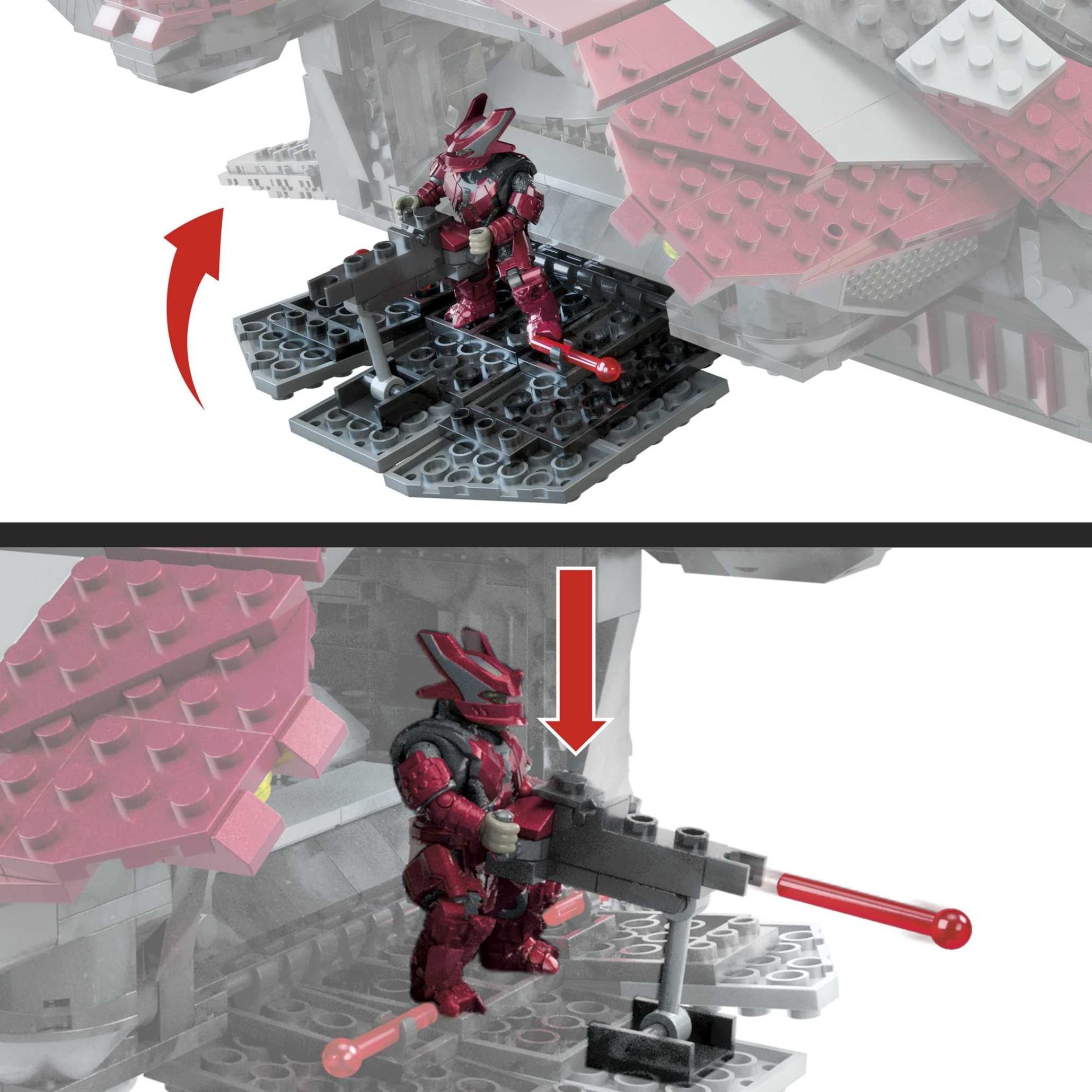 MEGA Halo Infinite Toys Vehicle Building Set, Banished Phantom Aircraft with 1214 Pieces, 4 Micro Action Figures and Accessories