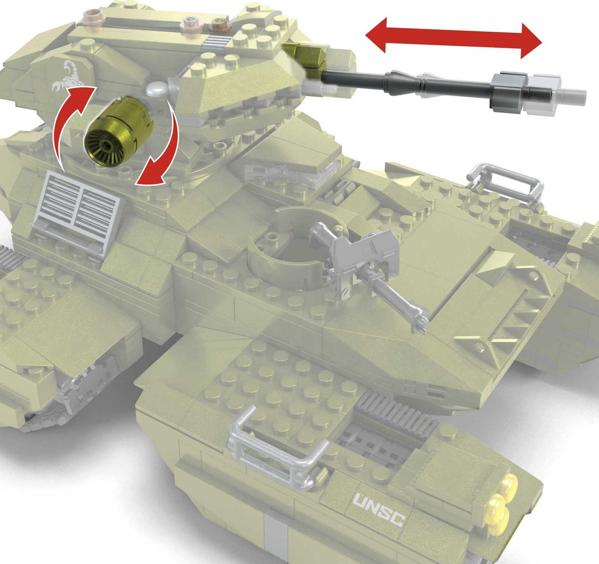 MEGA Halo Toy Building Sets, UNSC Scorpion Clash Tank with 993 Pieces, 5 Micro Action Figures and Display Stands, for Collectors