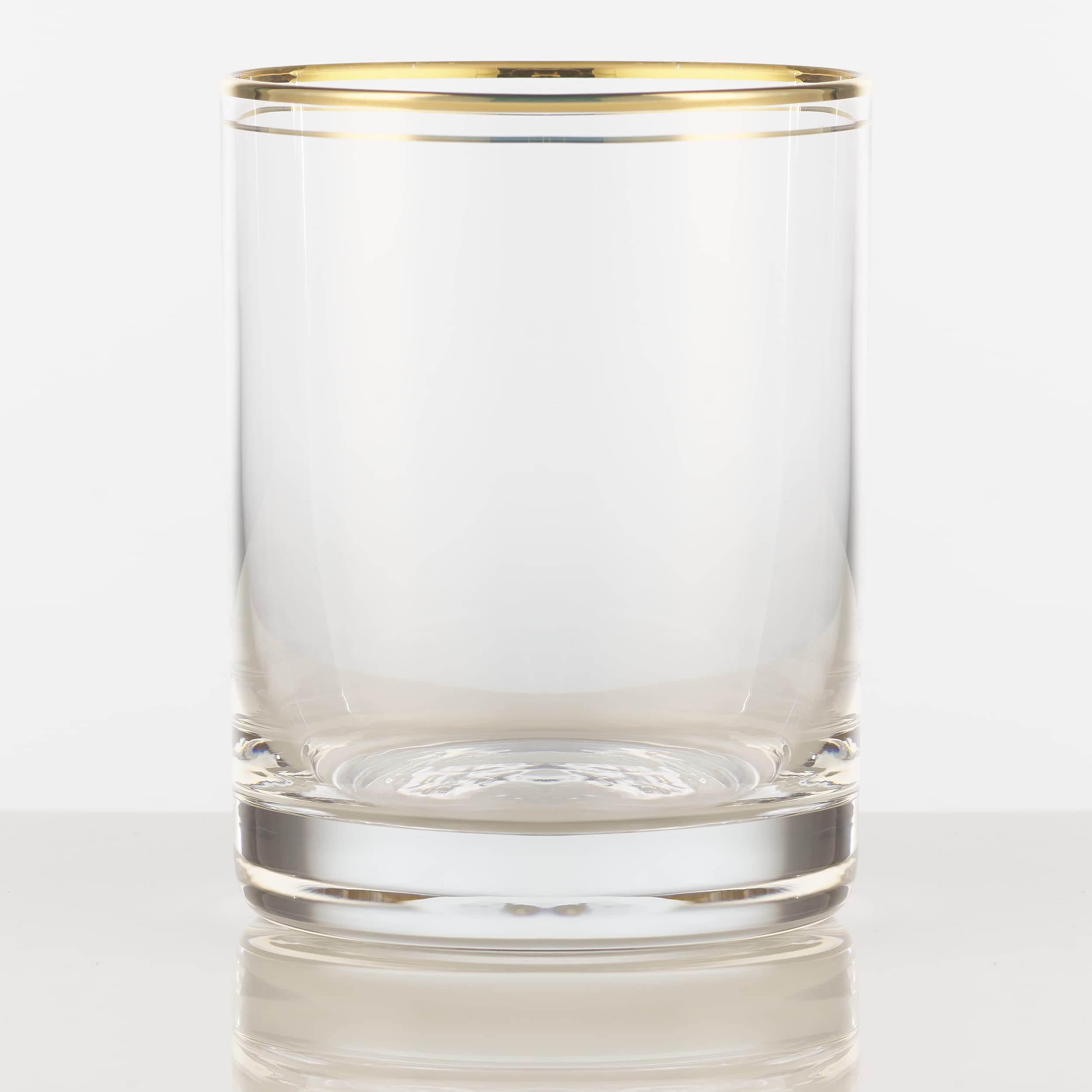 Burns Glass Old Fashioned Glass Cups, Whiskey Glass Set, Gold Rim, 11.75 Oz. (Set of 4)