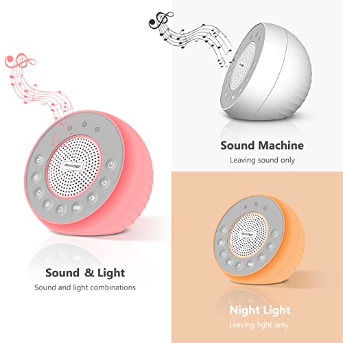 REACHER R2 White Noise Machine and Night Light with 31 Soothing Sounds, 0-100 Dimmable Color Changing Light, Sleep Timer for Sleeping, Feeding, for Baby, Kids, Adult,Bedside Table