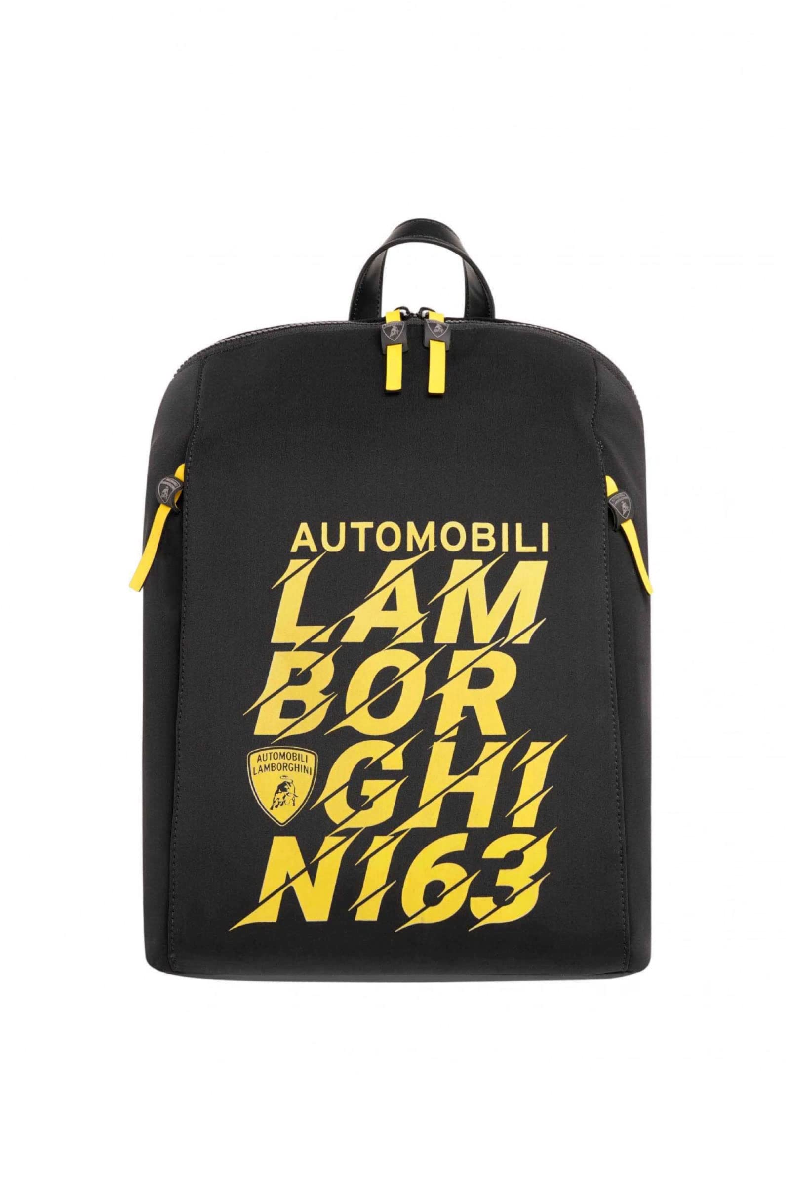 Automobili Lamborghini Men's backpack black with yellow print, Black