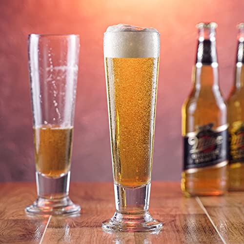 Beer Glasses Set, Tall Footed Pilsner Glass, Pint Beer Drinking Set, Lead-Free Brewery Tumblers, Craft Beer Tasting Glass, 4 PCs