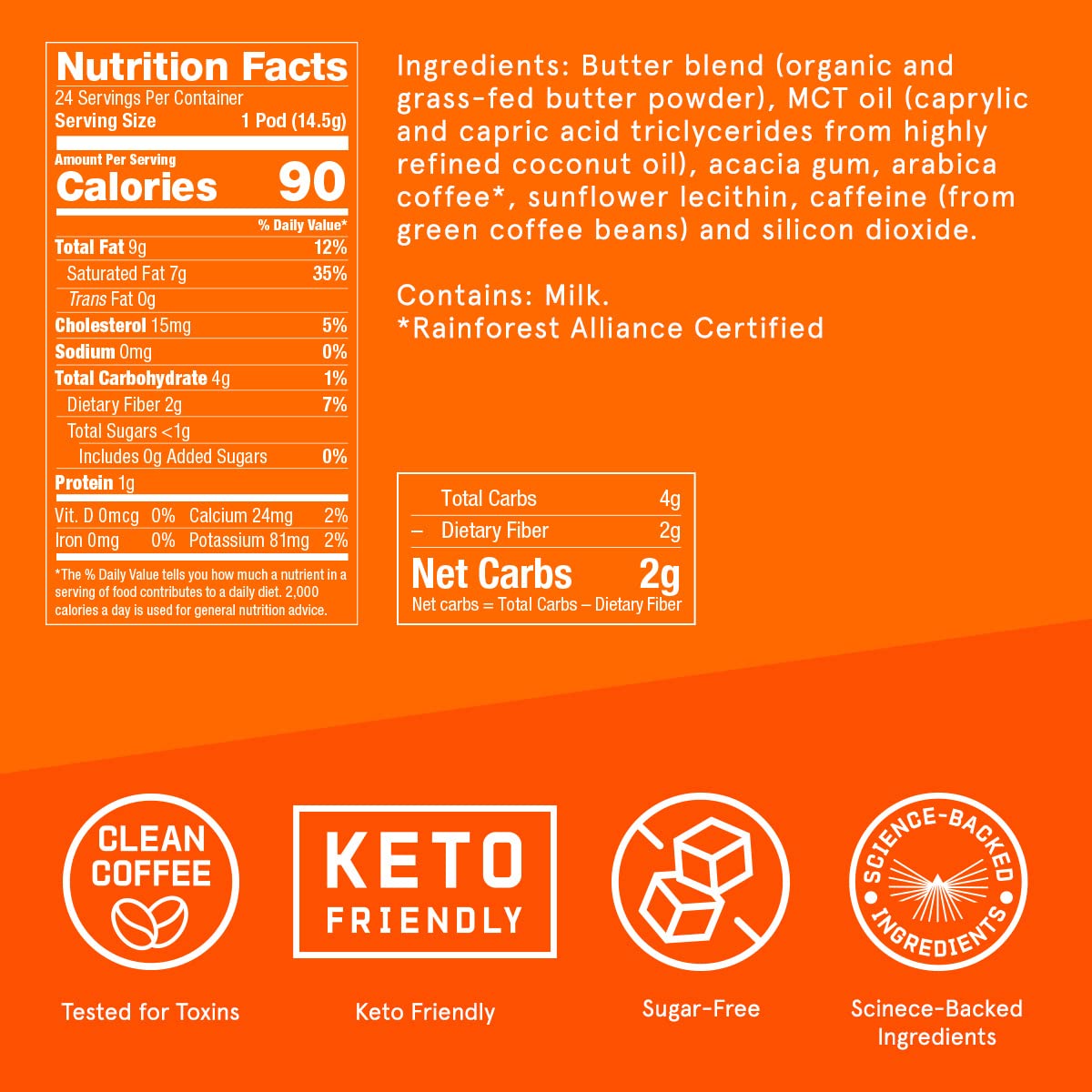 Bulletproof Keto Coffee Pods, 24 Ct, All-In-One Recipe, 100% Arabica Medium Roast, MCT Oil, Organic & Grass-Fed Butter