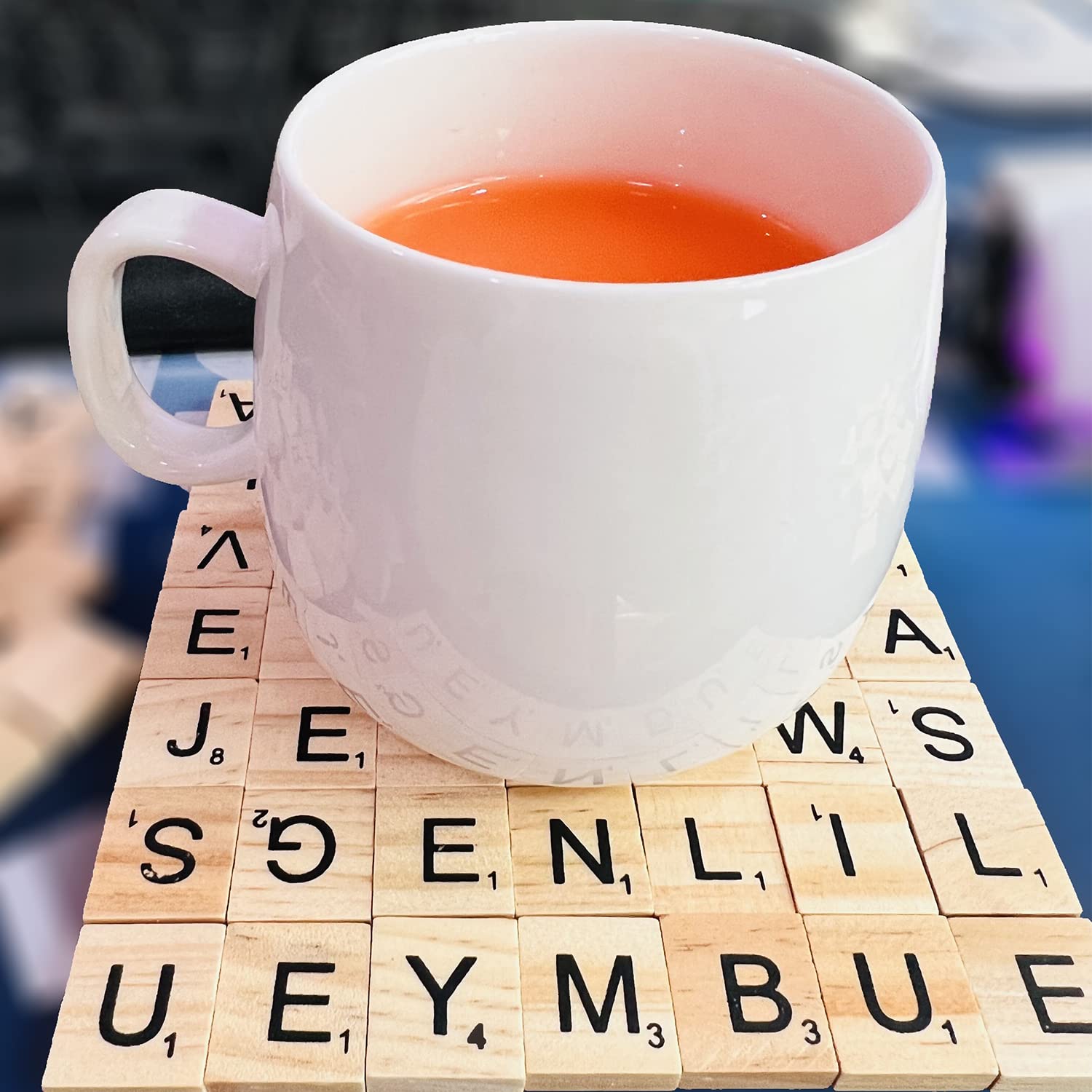MYYZMY 300 Pcs Scrabble Letters, Wood Scrabble Tiles for Crafts Making Crossword Game