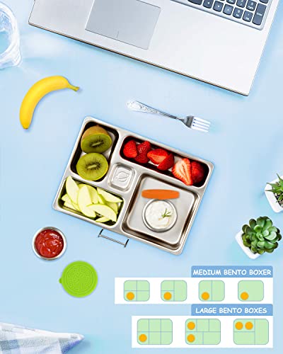 ENTESI Salad Dressing Container, Stainless Steel Condiment Containers with Lids Fits in Bento Box for Lunch Leakproof Reusable Small Sauce Cup Food Dip Snacks Storage