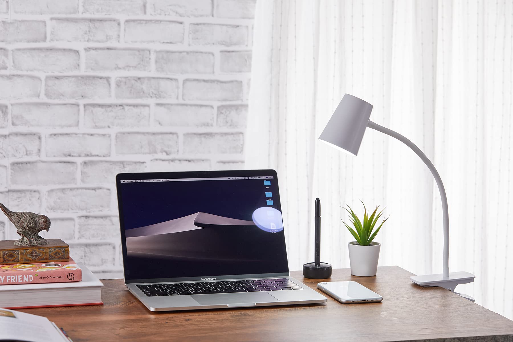 Bostitch Office Adjustable LED Clamp Light, Compact Design, Flexible Neck, Flicker Free, Suction Cups for Stable Installation, White (LED2103)